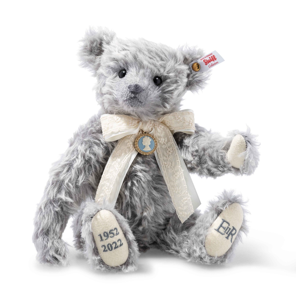 Queen Elizabeth II Platinum Jubilee Bear, 30 cm, light grey - Steiff.com