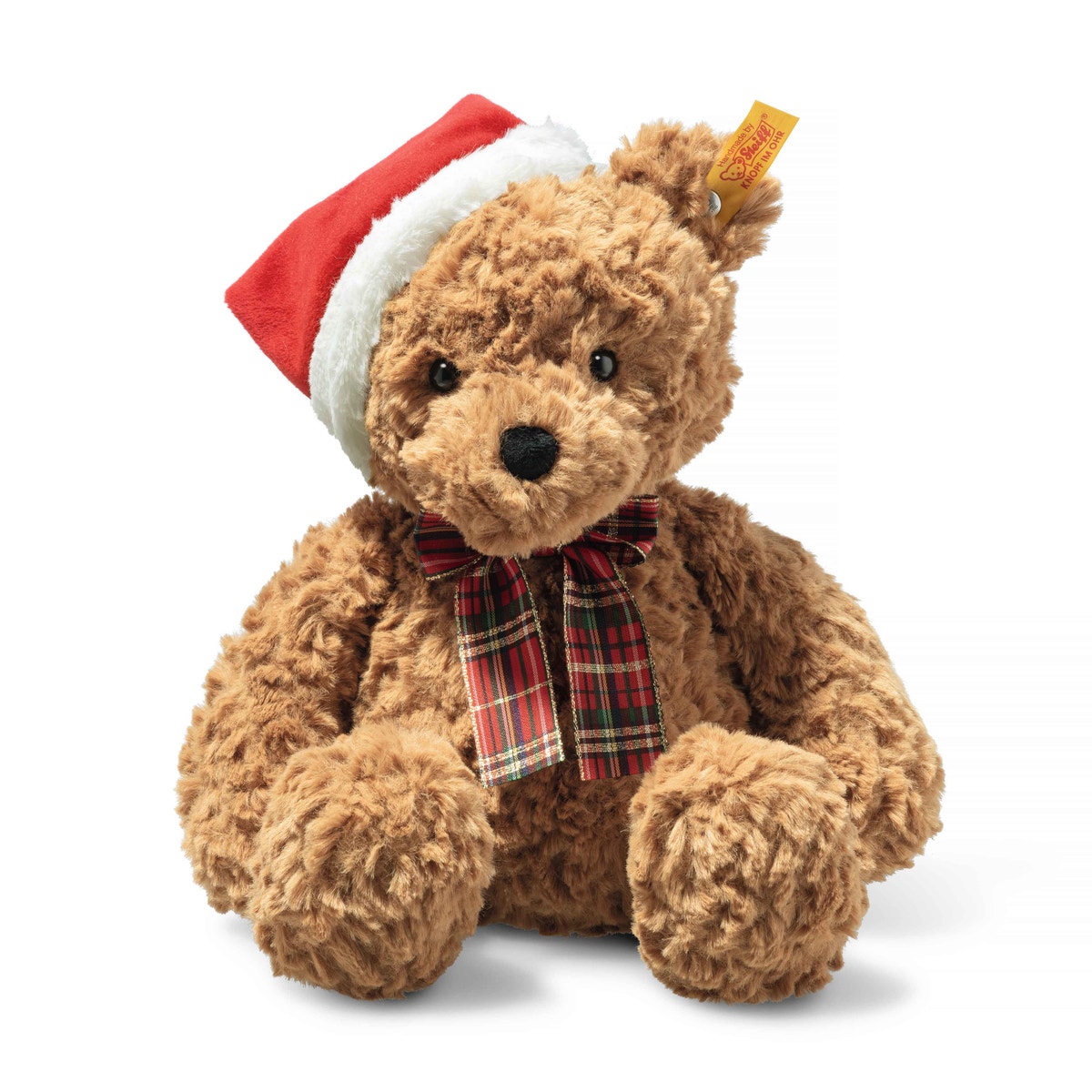 Jimmy Christmas Teddy Bear with Santa Hat and Bow, 12 in, brown ...
